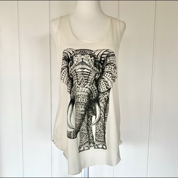 Tops | Longline Elephant Graphic Tank Top | Poshmark